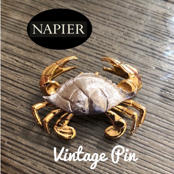 Vintage | Jewelry | Vintage Napier Twotone Gold Silver Crab Pin | Poshmark